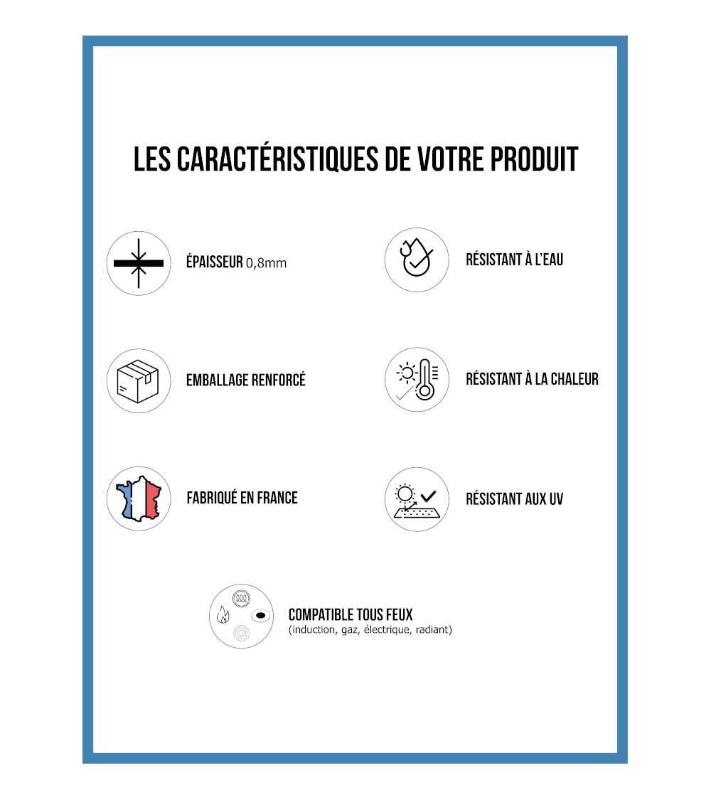 Fond de Hotte / Crédence Inox Austenite 0,8 mm